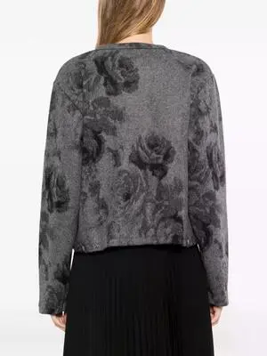 AGNES B. Rose-pattern Snap Cardigan