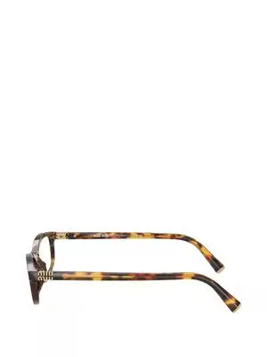 Miu Miu Tortoiseshell-effect Oval-frame Glasses