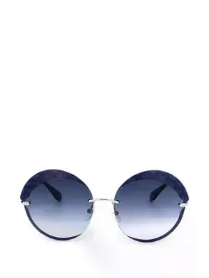 Adidas Logo-print Round-frame Sunglasses - Blue