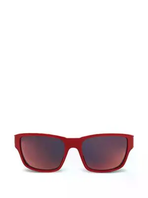 Adidas Logo-print Rectangle-frame Sunglasses - Red