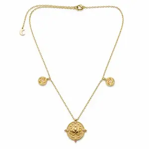 AUROZIA Lotus Within Vermeil Lotus & Fish Coin Necklace - Gold