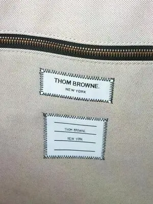 Thom Browne Rwb Stripe Pebble-grain Leather-trim Tote Bag - Neutrals
