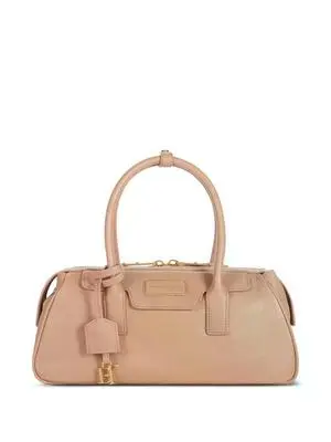 Elisabetta Franchi Small Boston Bag In Nappa Leather - Neutrals