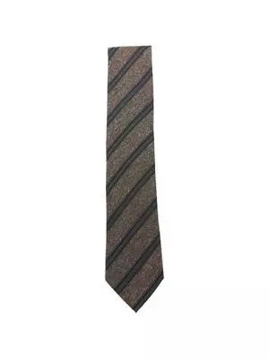 Zegna Diagonal-stripe Flecked Tie - Brown