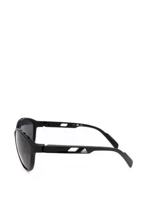 Adidas Logo-motif Round-frame Sunglasses - Black