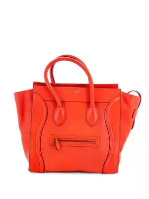 Celine Luggage Bag Grainy Leather Mini Tote Bag - Red