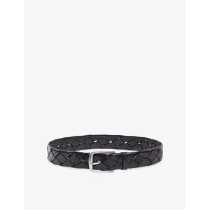 Sandro Braided Leather Buckle Belt - Black
