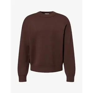 THE COUTURE CLUB Compact Copyright Crewneck Woven Knit Jumper - Brown