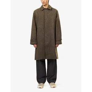 PALMES Cedric Longline Tweed Wool Coat