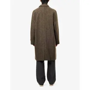 PALMES Cedric Longline Tweed Wool Coat