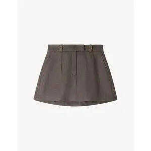 Sandro Tailored Brand-embellished Wool Skort