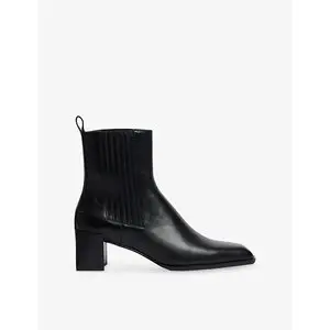 Sandro Metal-toe Heeled Leather Ankle Boots - Black