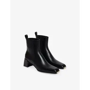 Sandro Metal-toe Heeled Leather Ankle Boots