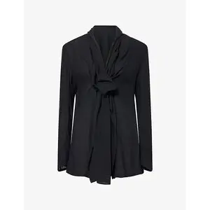 Yohji Yamamoto Stole Detail Woven Blouse - Black