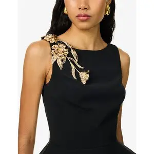 NADINE MERABI Gold Hardware Asymmetric Woven Top