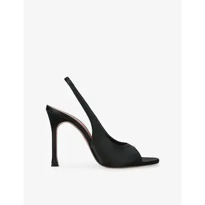 Amina Muaddi Alexa 105 Satin Heeled Slingbacks - Black