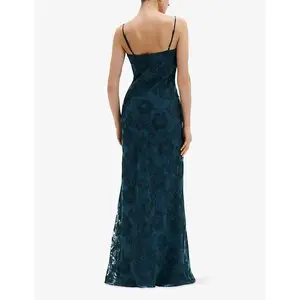 MALINA Sorelle Floral-lace Cotton-blend Maxi Dress