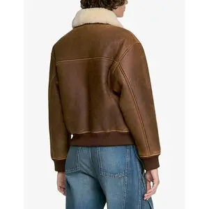 Sandro Zipped Contrast-collar Shearling Jacket