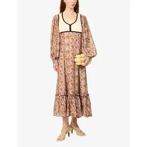 SIEDRES Serica Contrast-panel Woven Maxi Dress