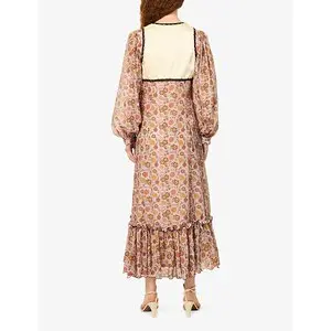 SIEDRES Serica Contrast-panel Woven Maxi Dress