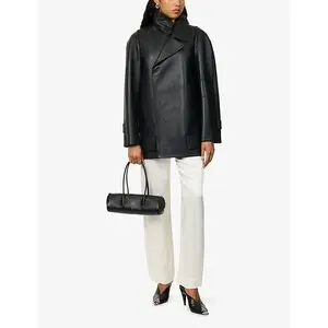 Victoria Beckham Notched-collar Leather Pea Coat