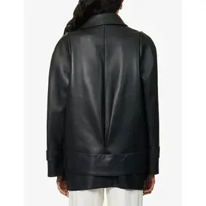 Victoria Beckham Notched-collar Leather Pea Coat