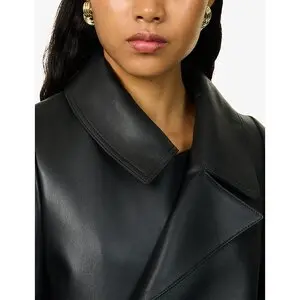 Victoria Beckham Notched-collar Leather Pea Coat