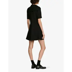 Sandro Collared Short-sleeve Stretch-woven Mini Dress