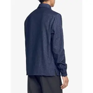 Sandro Flannel Long-sleeve Cotton Shirt - Blue