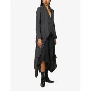 MARC LEBIHAN Tie-front Tail Wool-blend Jacket