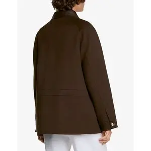 Sandro Leather-collar Double-faced Wool Coat