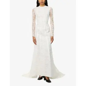 MARC LEBIHAN Floral Embellished Lace Gown