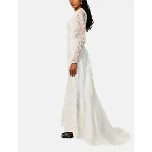 MARC LEBIHAN Floral Embellished Lace Gown