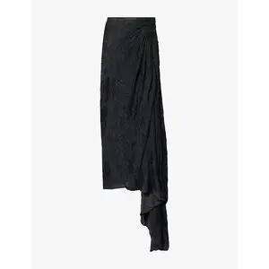 MARC LEBIHAN Floral Drape Silk Maxi Skirt