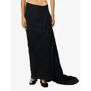 MARC LEBIHAN Floral Drape Silk Maxi Skirt