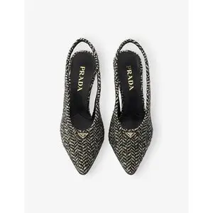 Prada Chevron Tweed Slingbacks