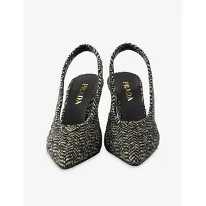 Prada Chevron Tweed Slingbacks