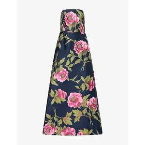 Carolina Herrera Aline Strapless Woven Gown - Midnight Multi
