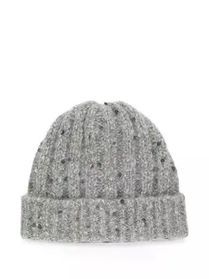 PANICALE Sequin-embellished Ribbed Beanie Hat - Grey