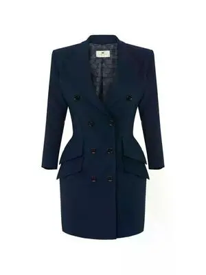 Elisabetta Franchi Coat Dress In Lightweight Crêpe Fabric - Blue