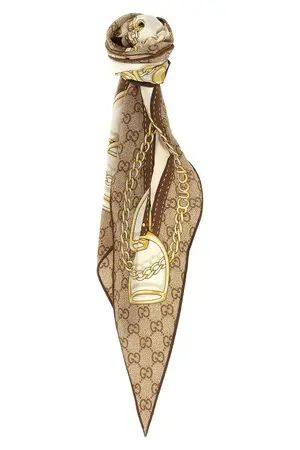 Gucci Silk Scarf Twill Beige