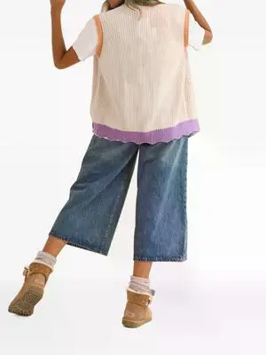 FAVORITE PEOPLE Fairground Colour-block Scalloped-hem Cardigan