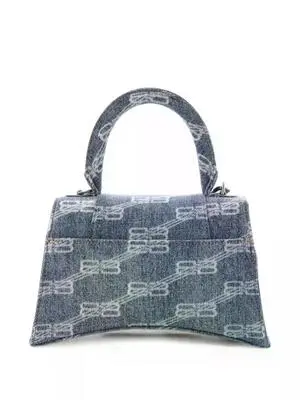 Balenciaga Hourglass Top Handle Bag Bb Monogram Denim Small Satchel