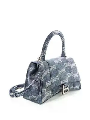 Balenciaga Hourglass Top Handle Bag Bb Monogram Denim Small Satchel