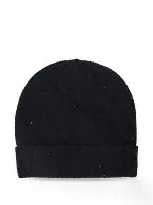 PANICALE Sequin-embellished Ribbed Beanie Hat - Black