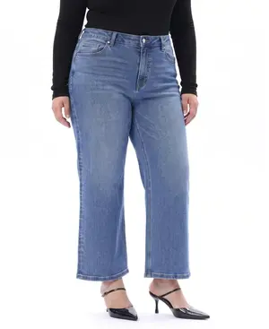 BAYEAS Plus Mid Rise Straight Denim Jeans Stretch Comfortable