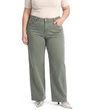 BAYEAS Plus Mid Rise Wide Leg Denim Jeans Stretch Comfortable - Initia