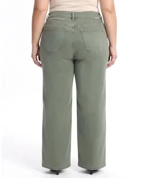 BAYEAS Plus Mid Rise Wide Leg Denim Jeans Stretch Comfortable