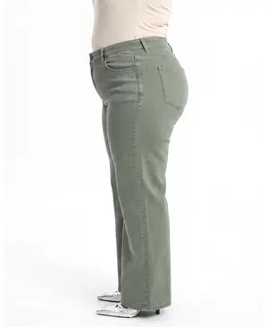 BAYEAS Plus Mid Rise Wide Leg Denim Jeans Stretch Comfortable