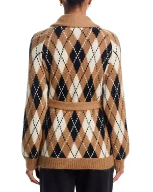 The Great. The Argyle Riding V Neck Cardigan Sweater